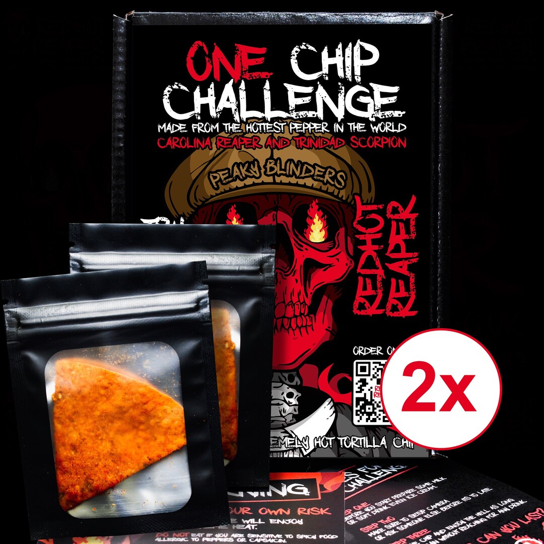 2X ONE CHIP CHALLENGE Peaky Blinders World's Hottest Tortilla Chilli ...