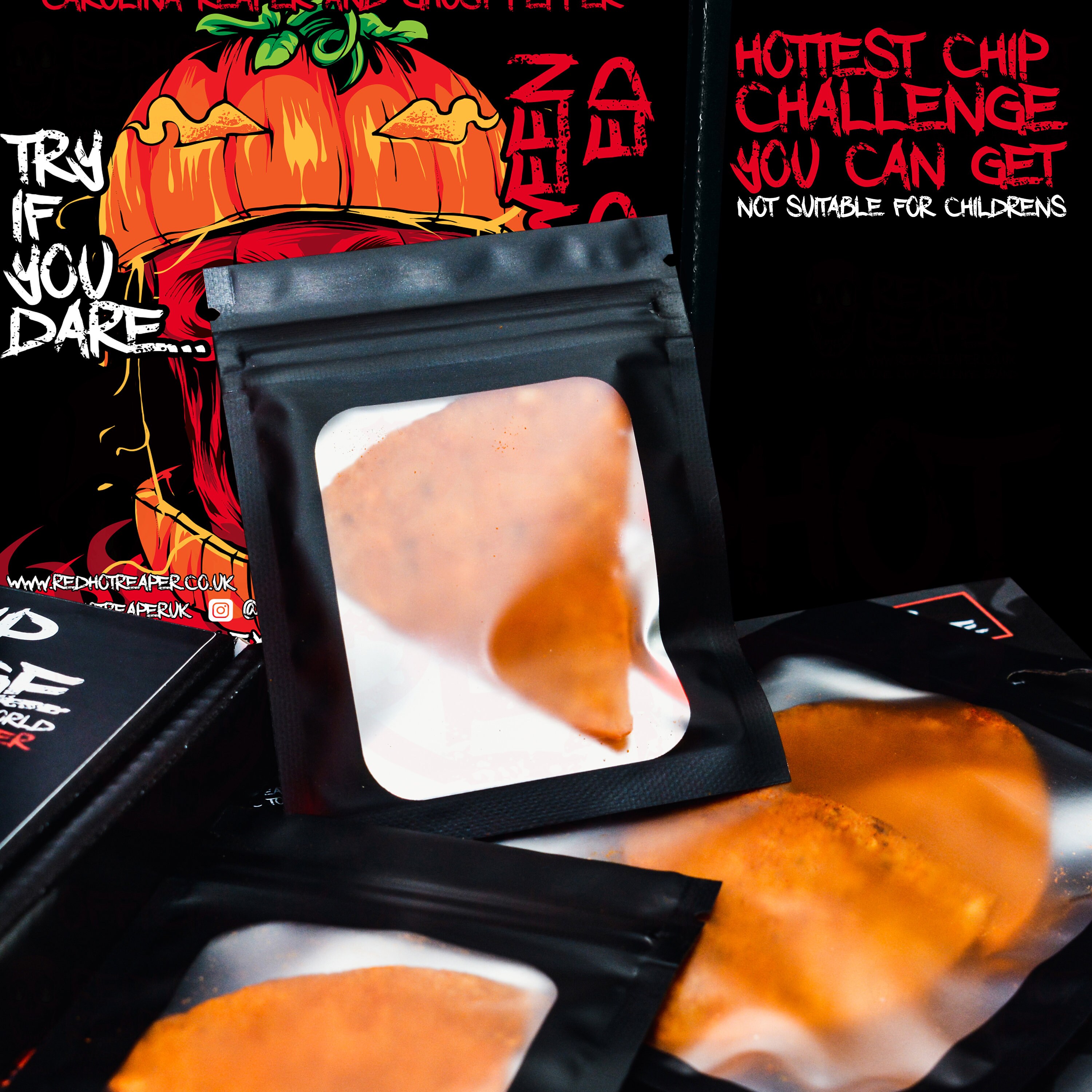4X ONE CHIP CHALLENGE Halloween World's Hottest Tortilla Chilli Chip ...