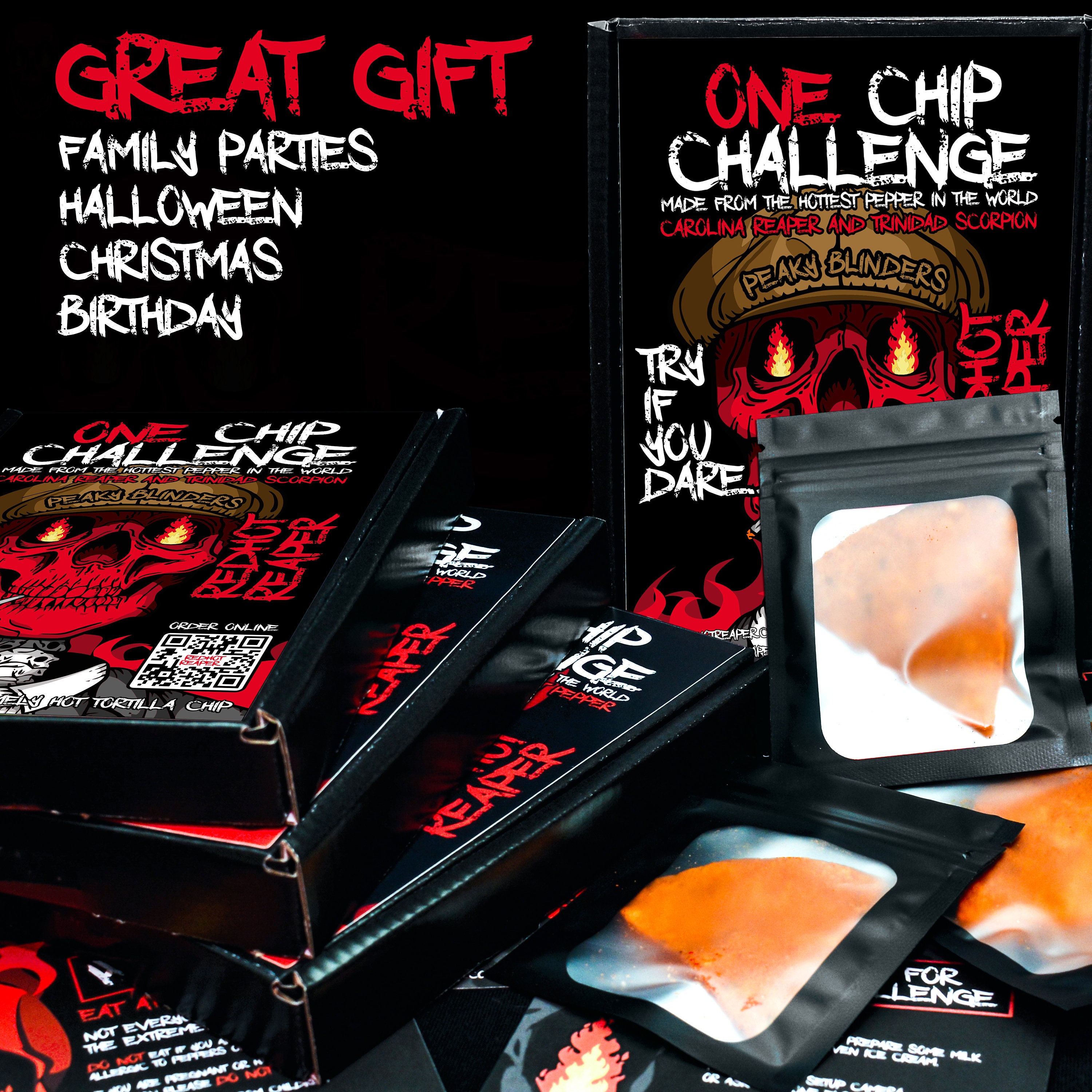 1X CHIP CHALLENGE - Peaky Blinders World's Hottest Tortilla Chilli Chip ...