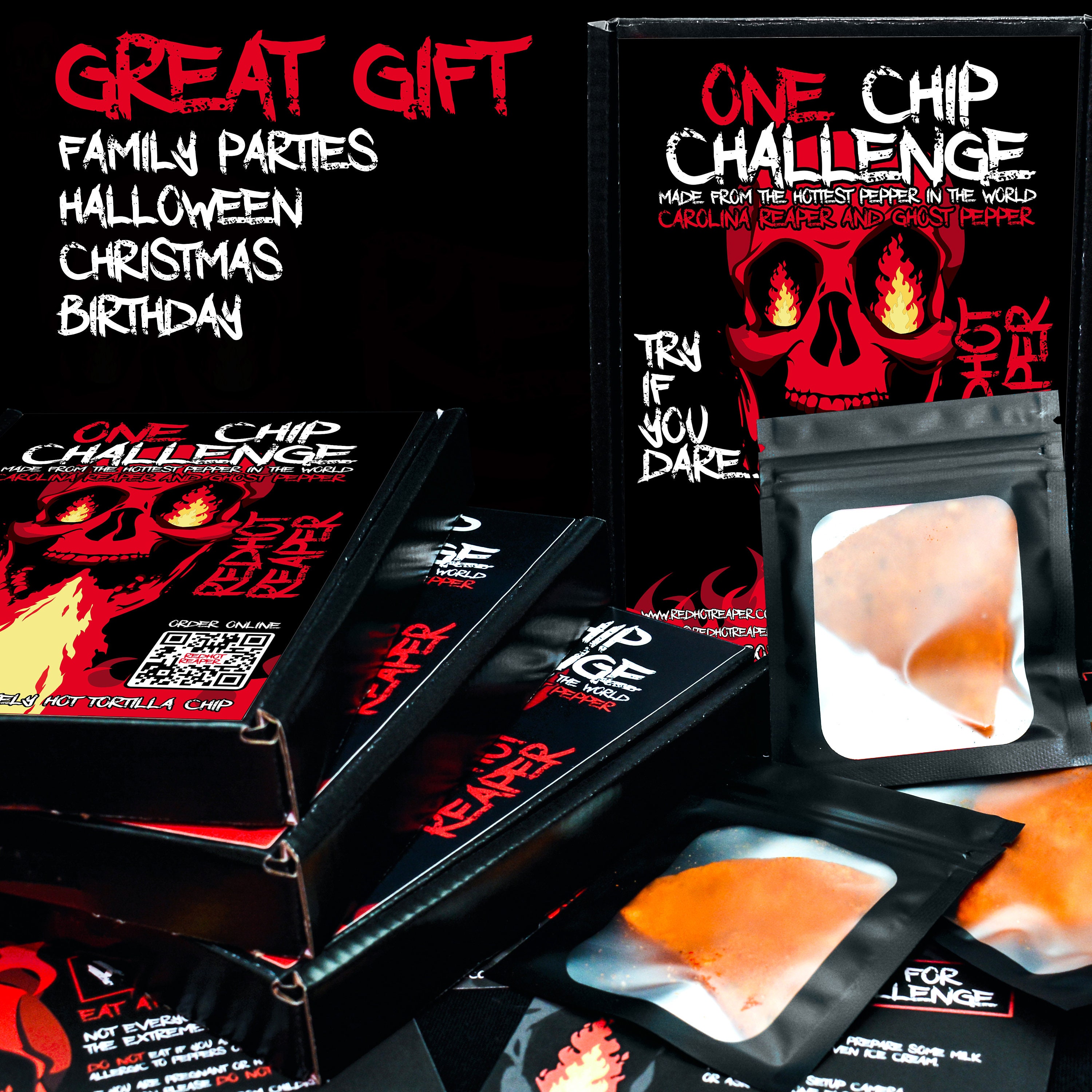 4X ONE CHIP CHALLENGE Original World's Hottest Tortilla Chilli Chip ...