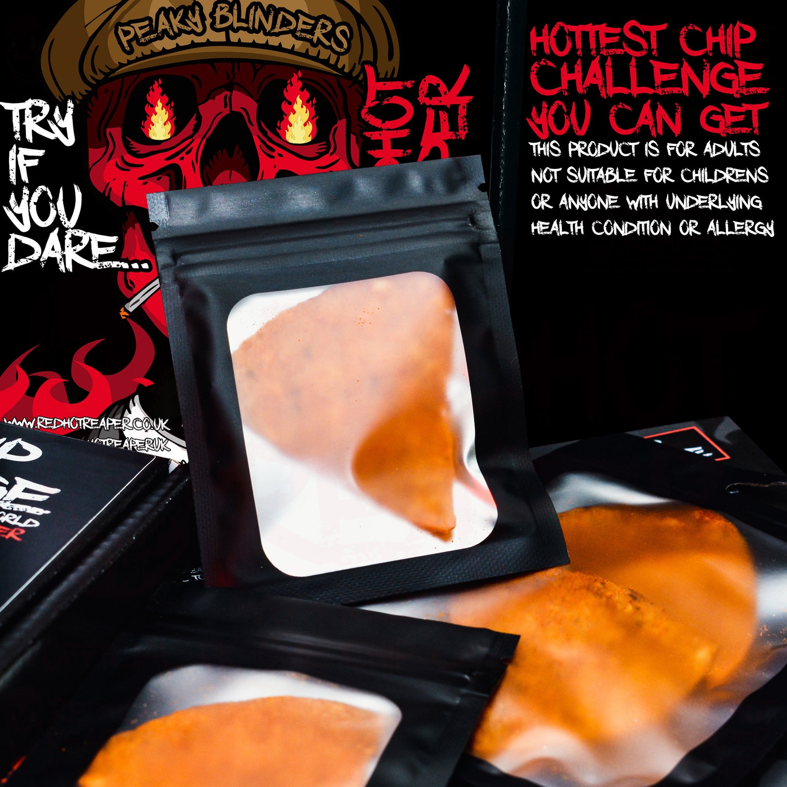 2X CHIP CHALLENGE - Peaky Blinders World's Hottest Tortilla Chilli Chip ...