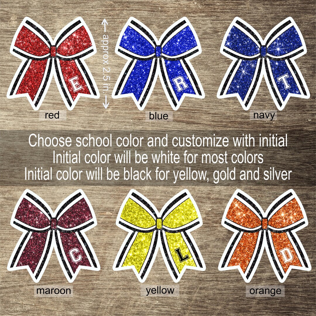 Water Resistant Vinyl Custom Cheer Bow Sticker | Cheerleader | School ...