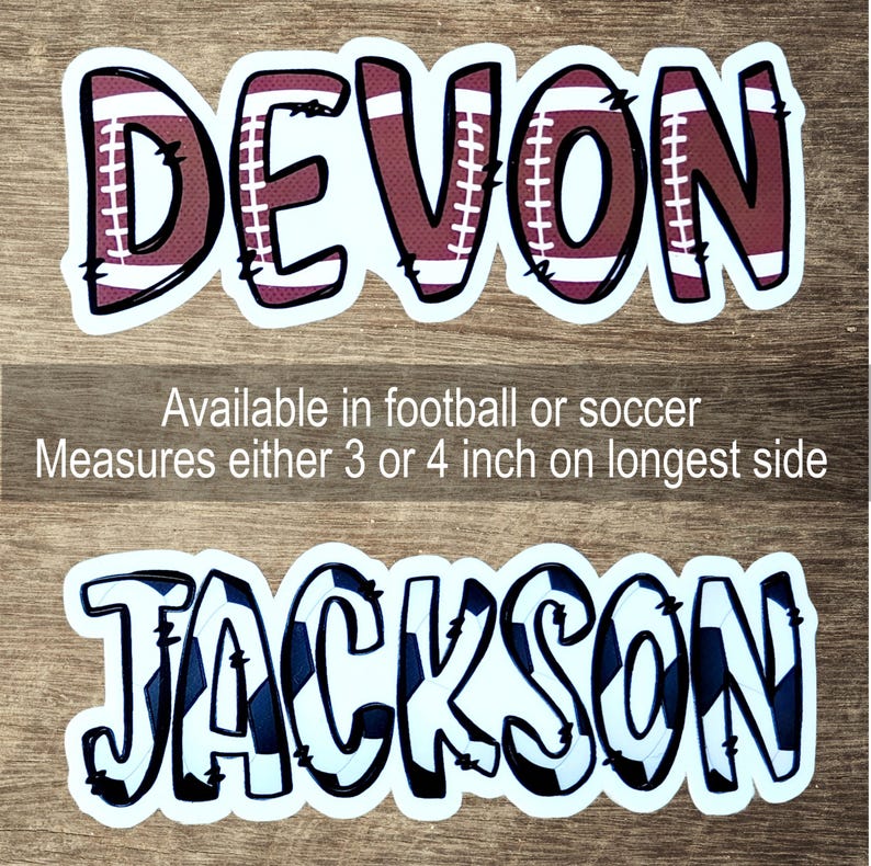 Water Resistant Vinyl Name Sticker | Football Sticker | Soccer Sticker ...