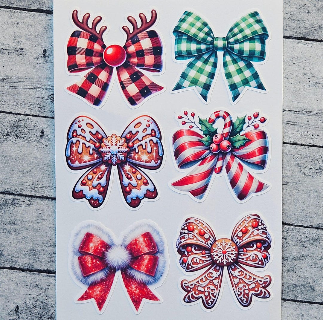 Christmas Bow Stickers | Holiday Card Envelope Seals | Christmas Card ...