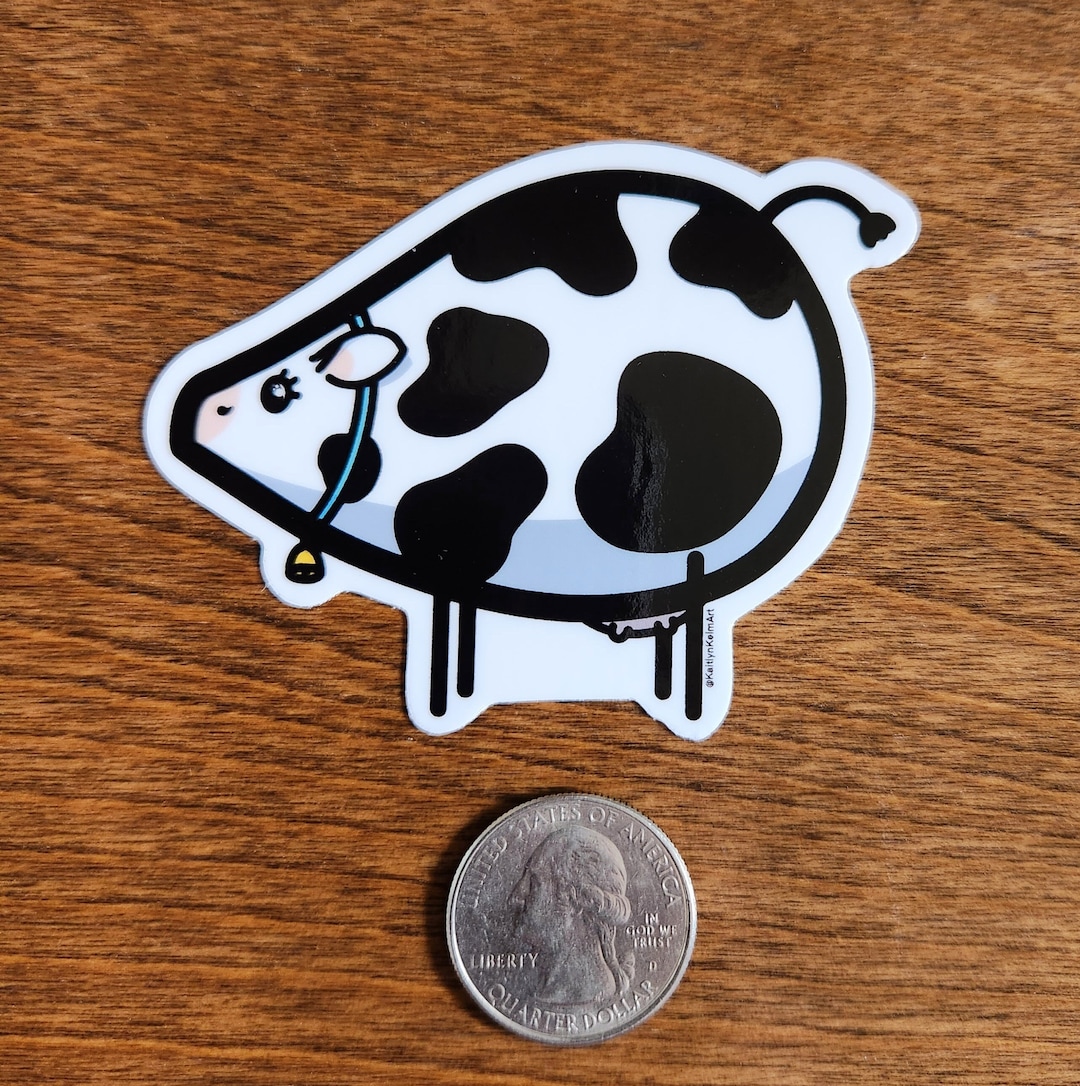 Fat Round Cow Vinyl Waterproof Sticker - Etsy