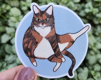 Cute Tortoiseshell Cat Vinyl Sticker / Tortie Babushka Cat / Waterproof ...
