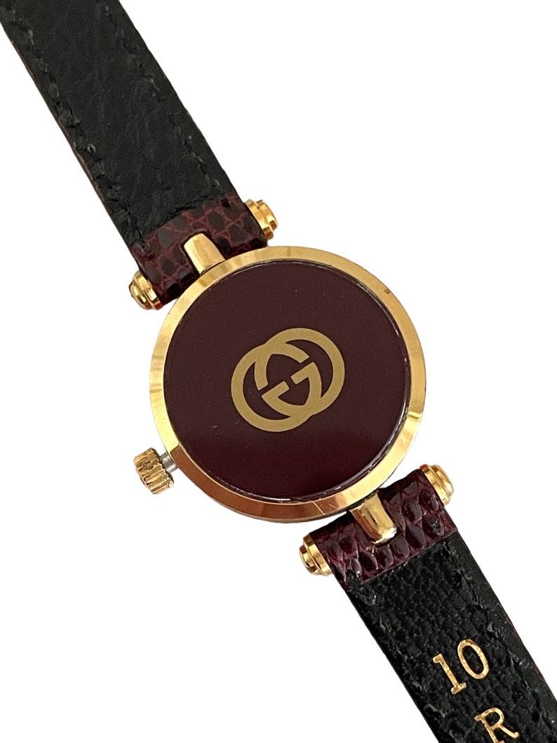 Gucci Watch Vintage Roman Numeral Dial Sherry Line Burgundy Red Leather ...