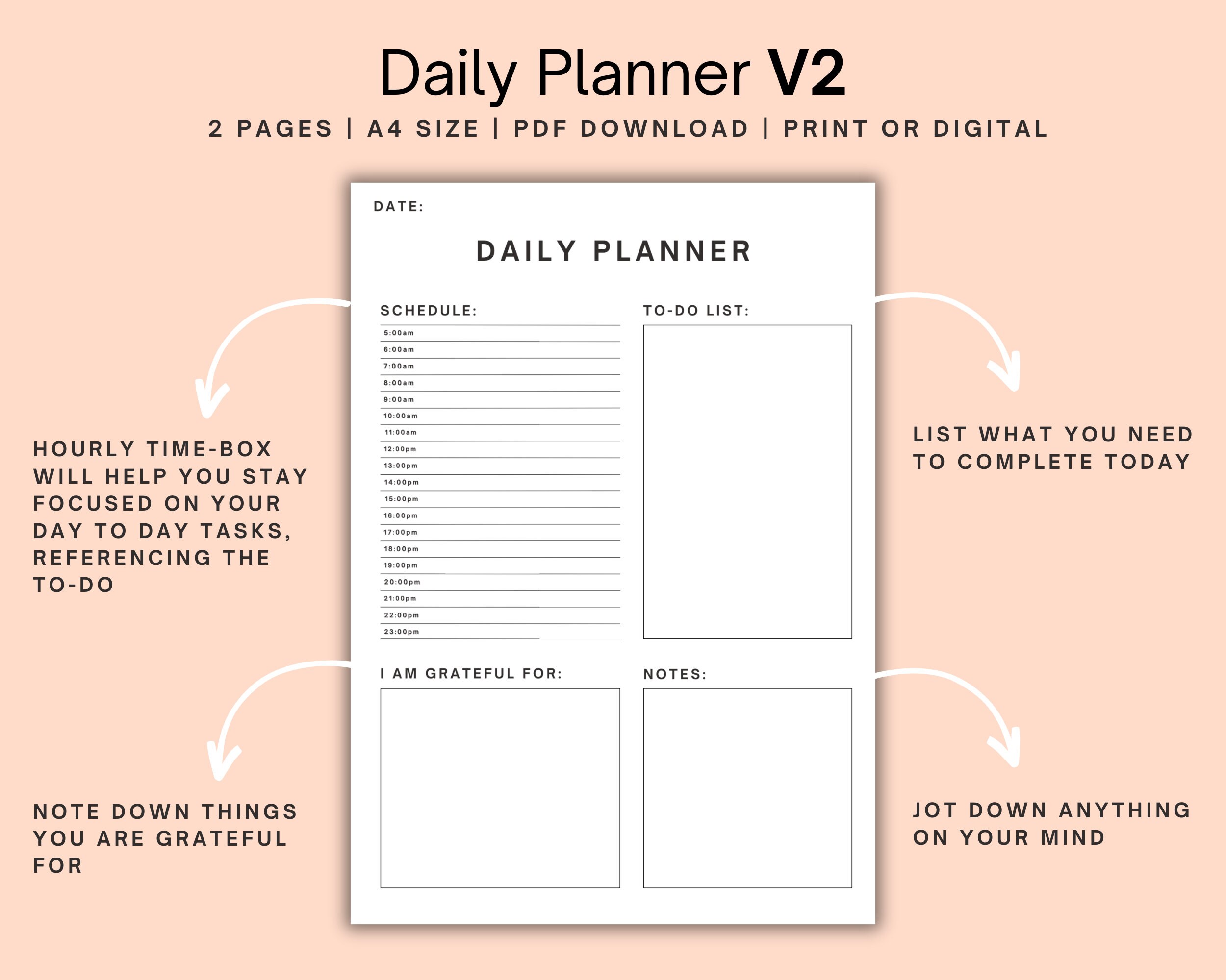 Minimal Daily Planner Self-development Plan A4 Daily - Etsy