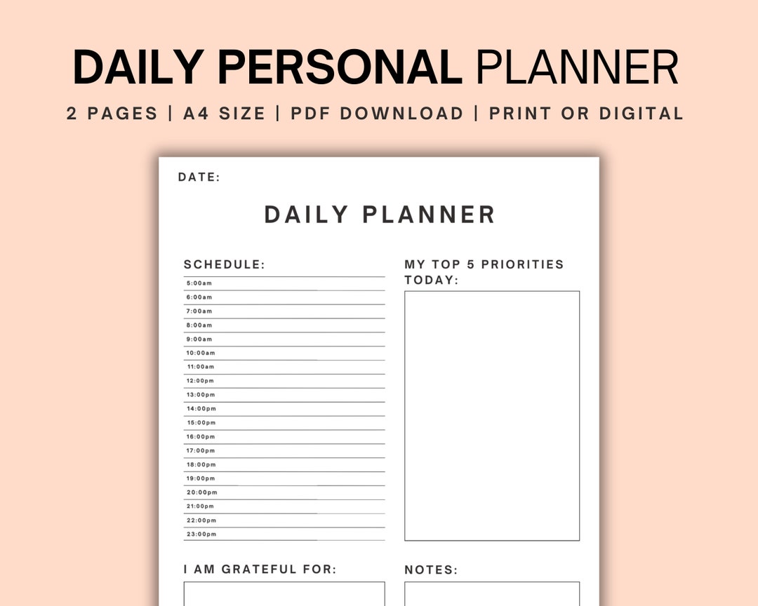 Minimal Daily Planner Self-development Plan A4 Daily - Etsy