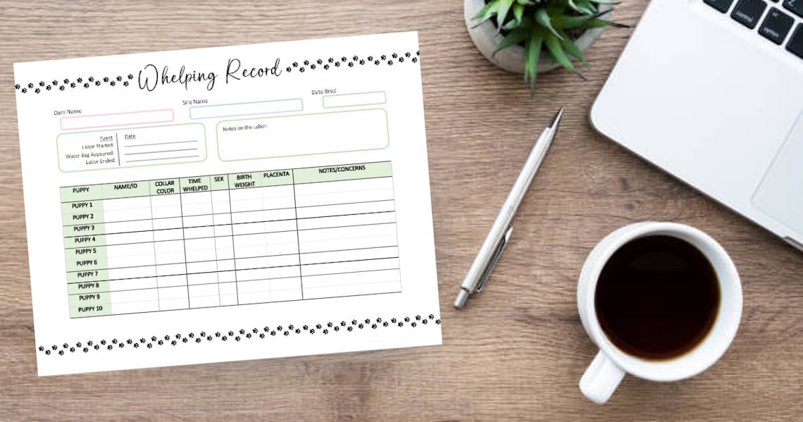 Puppy Whelping Chart for Newborn Puppies, Weight, Dog Birth - Etsy