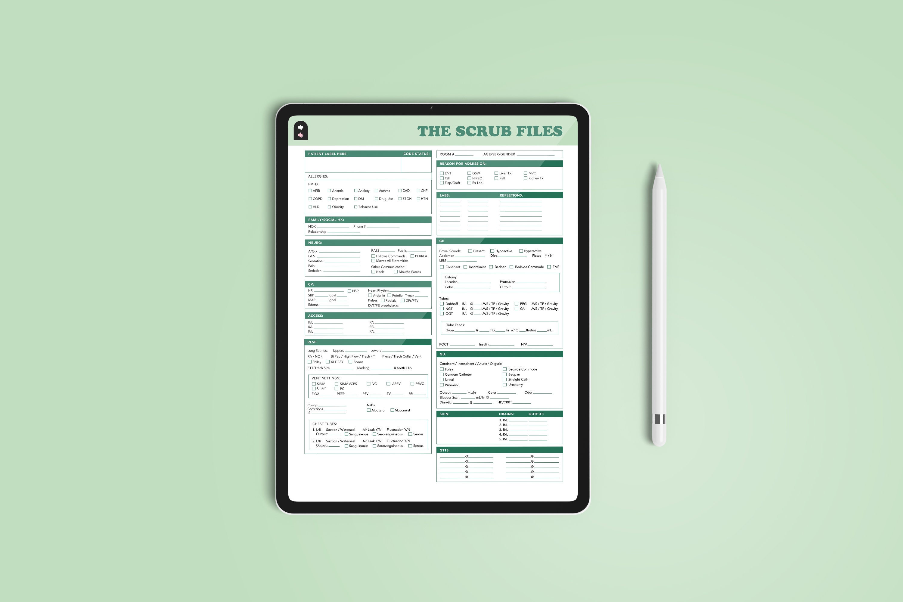 STICU/ICU Nursing Report Sheet/nurse Brain Template - Etsy