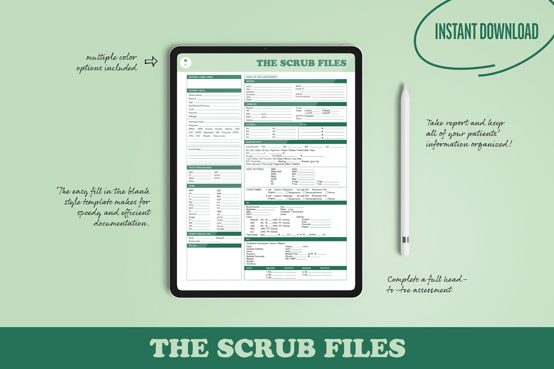 New Grad ICU Report Sheet/nurse Brain Template - Etsy