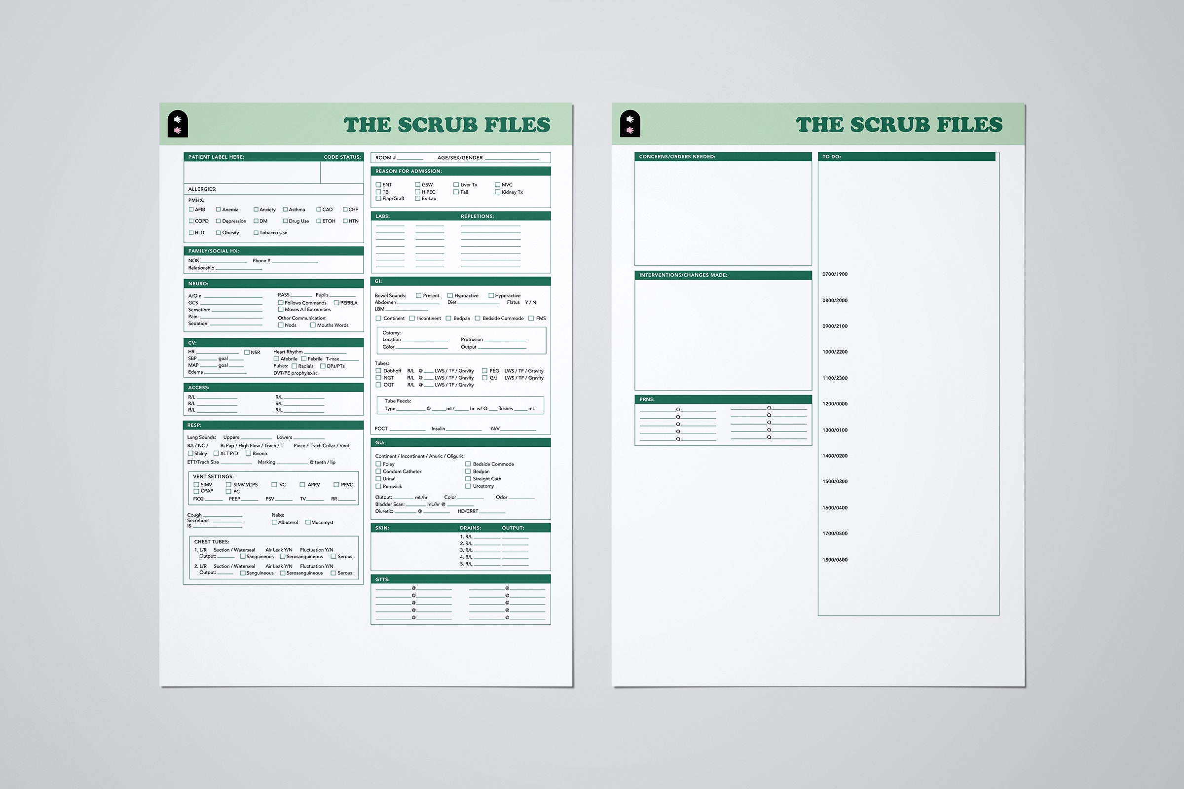 STICU/ICU Nursing Report Sheet/nurse Brain Template - Etsy