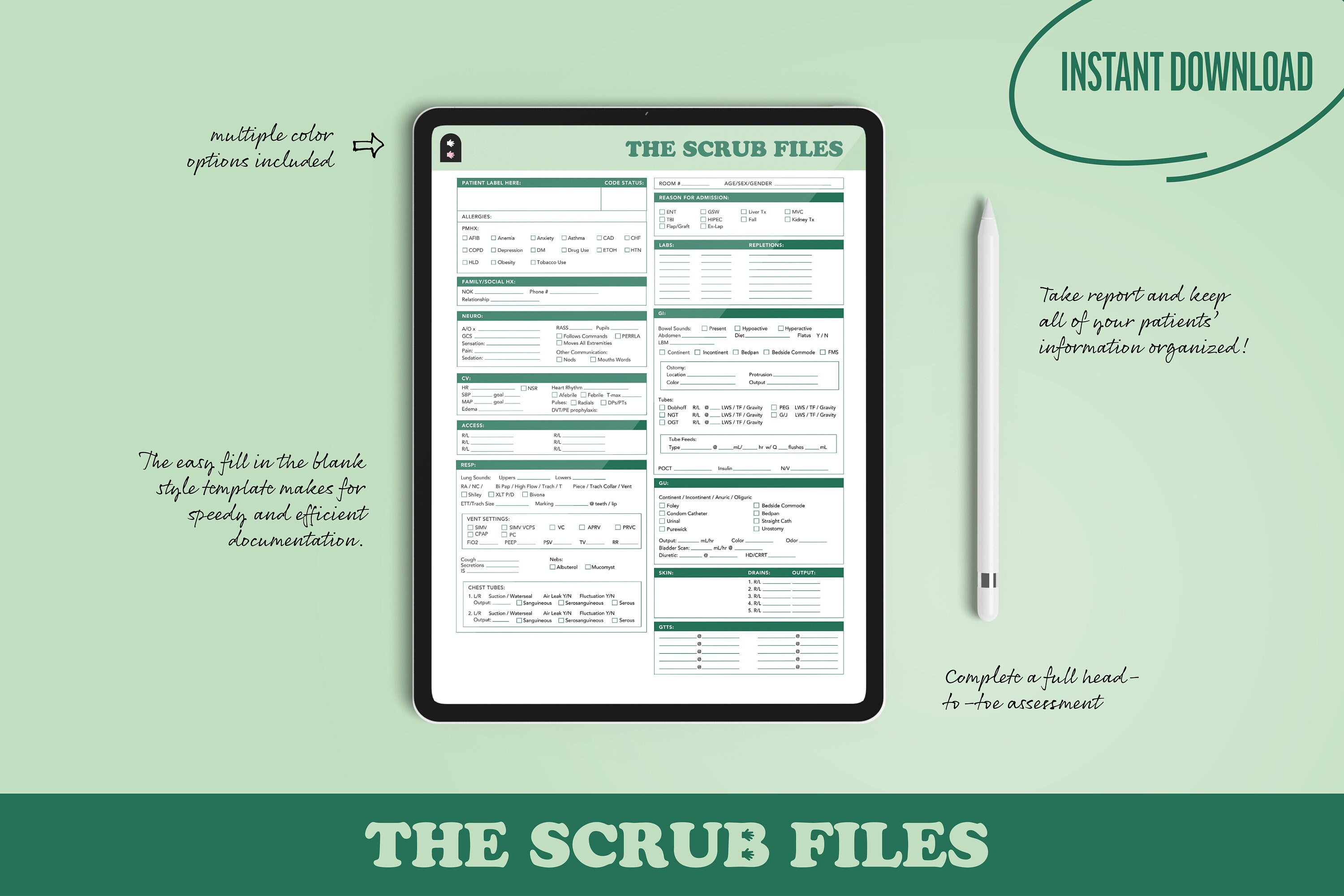 STICU/ICU Nursing Report Sheet/nurse Brain Template - Etsy