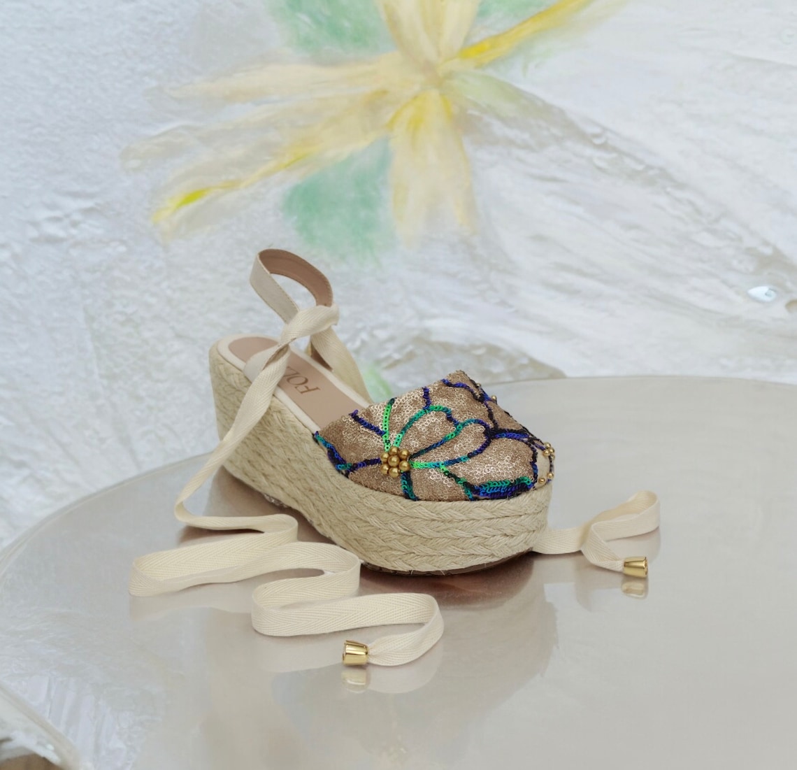 Beige Platform Espadrilles | Stylish Wedge Sandals | 8cm - 3,14 in Heel ...