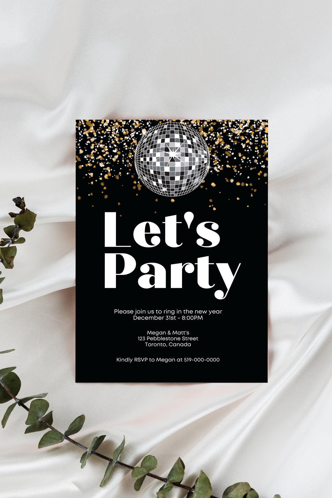 Disco Ball Party Invitation Template Dinner Party Invite Holiday ...