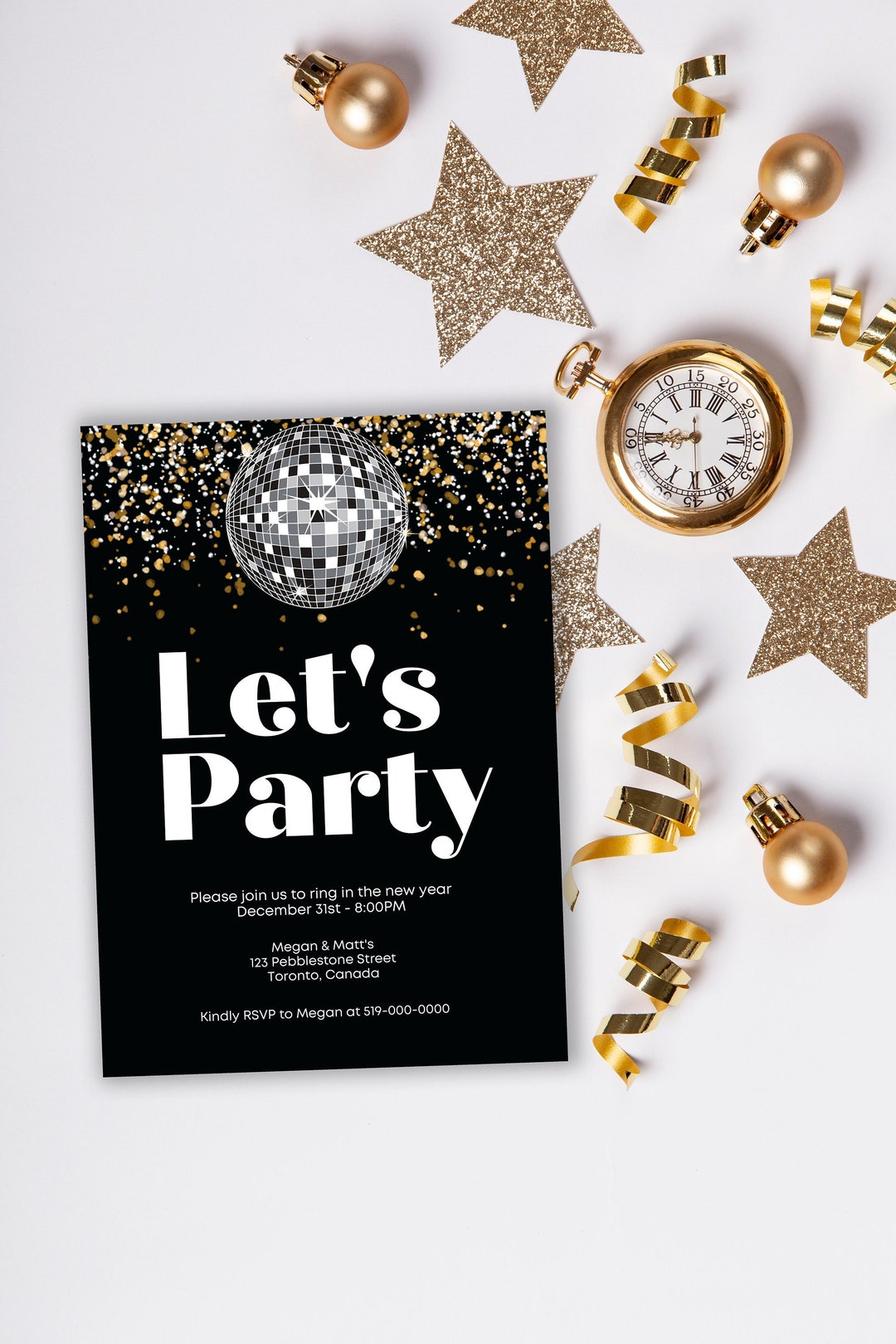 Disco Ball Party Invitation Template Dinner Party Invite Holiday ...