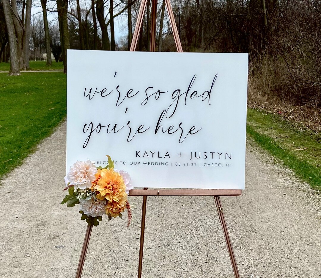 We're so Glad You're Here Wedding Sign Wedding Welcome Sign Acrylic Wedding Sign Acrylic Welcome ...