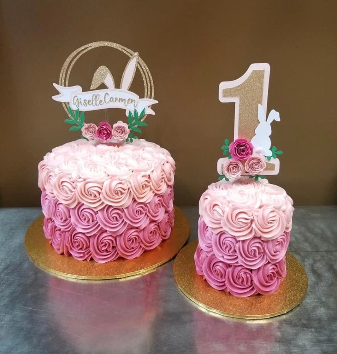 Some BUNNY is One Decorations Bunny Cake Topper Bunny High Chair Banner ...