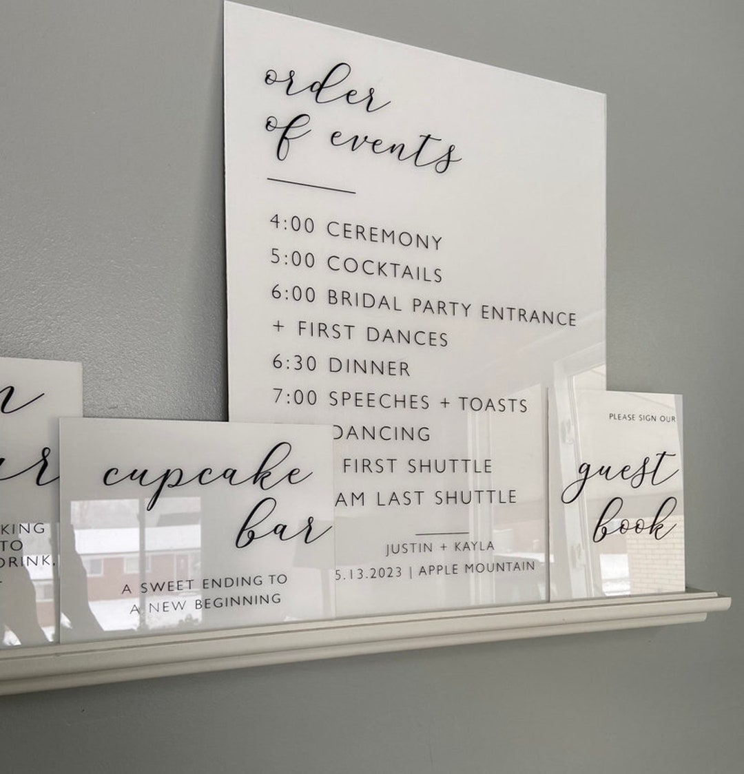 Order of Events Wedding Sign Acrylic Itinerary Sign Wedding Itinerary ...