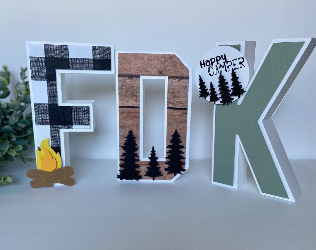 ONE Happy Camper 3D Letters One Happy Camper Birthday Decorations One ...