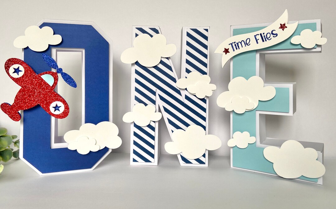Airplane 3D Letters Prop | Airplane Party Decorations | Plane 3D ...