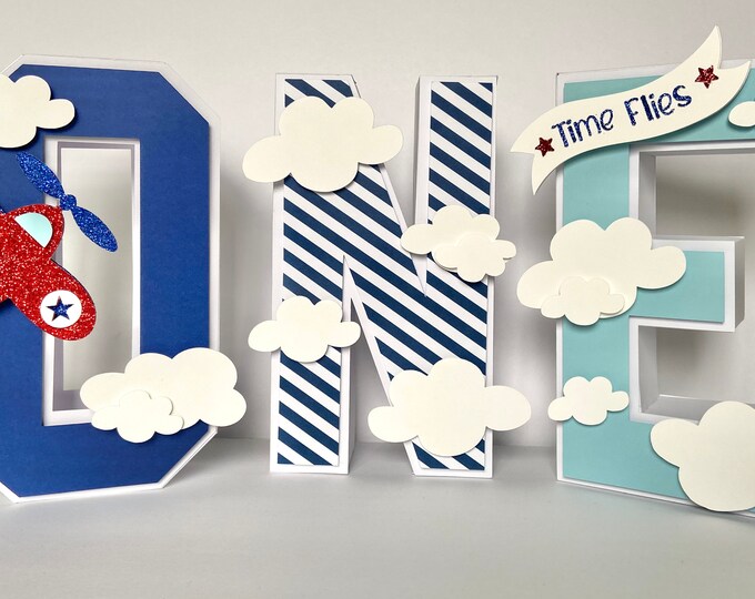 Airplane 3D Letters Prop | Airplane Party Decorations | Plane 3D ...