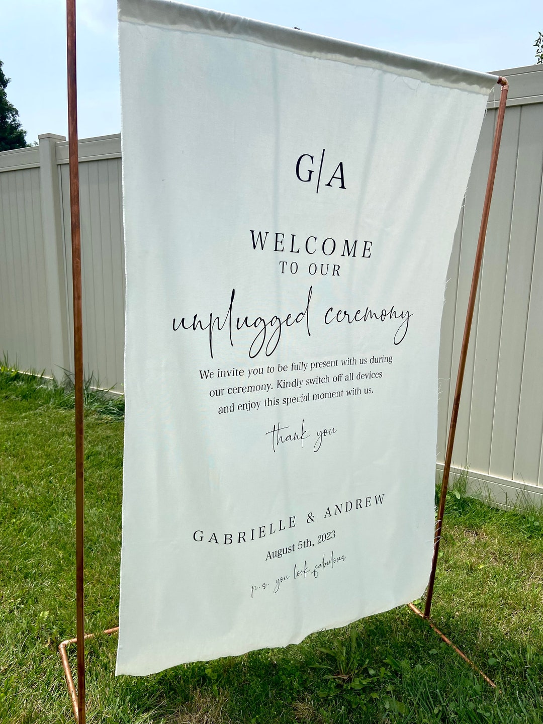Linen Unplugged Sign Fabric Wedding Sign Welcome Sign Custom Wedding ...