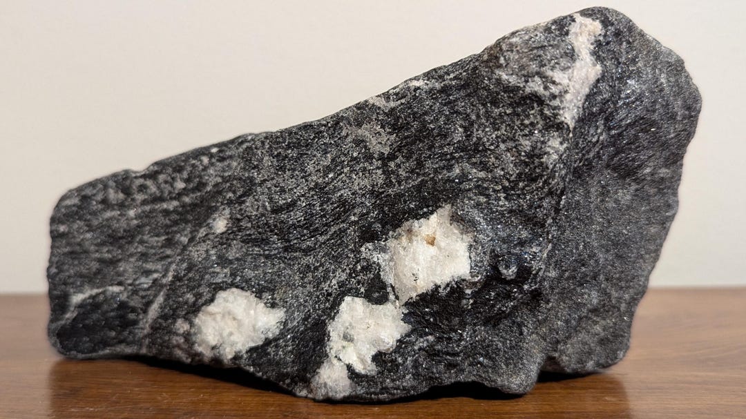 Black Amphibolite Rock * Large, Metamorphic Specimen W/ Porphyroblasts ...