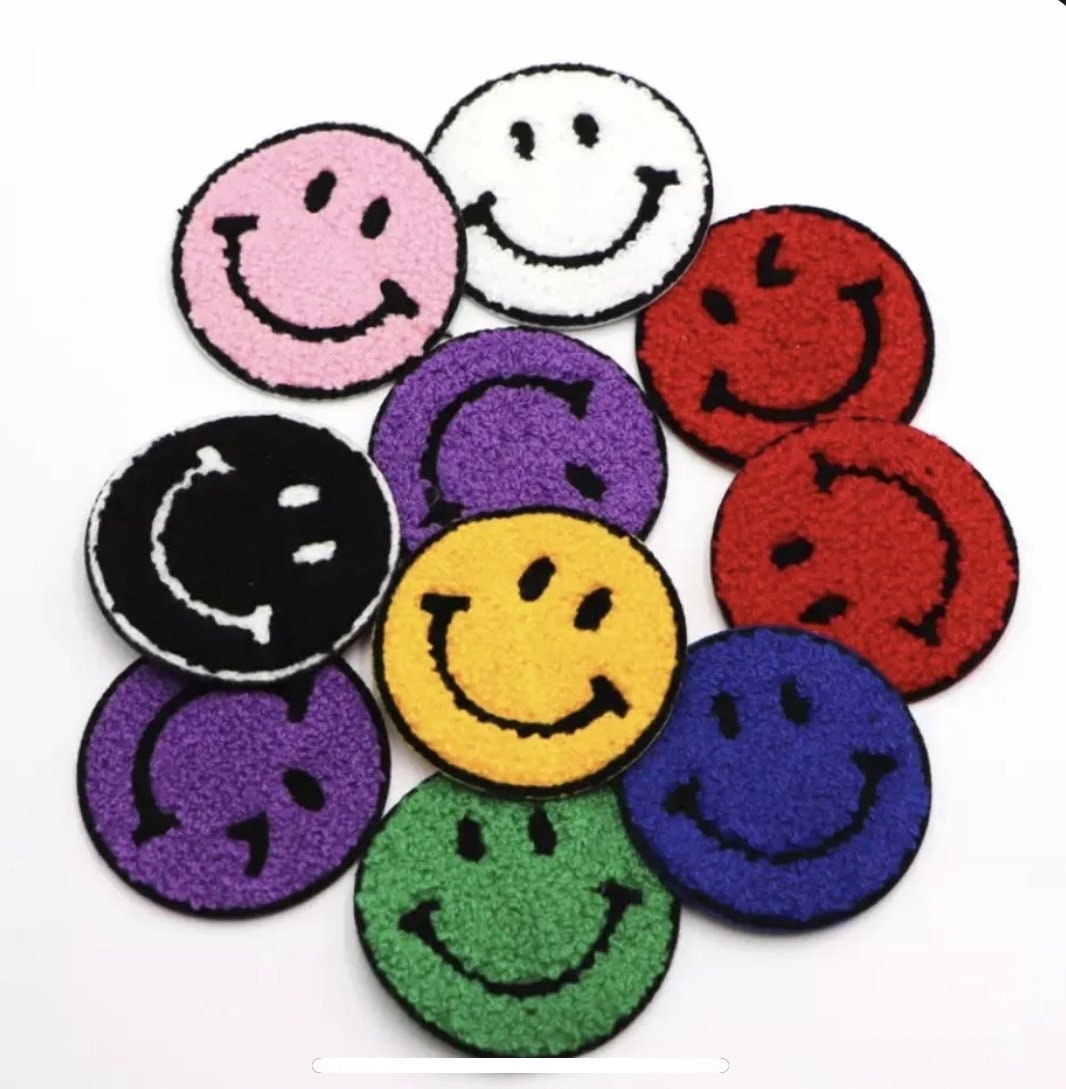 Smiley Face Patch Chenille Happy Face Patch Iron on Smiley - Etsy Canada
