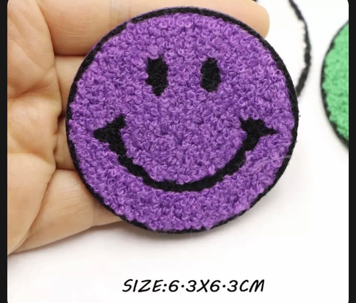 Smiley Face Patch Chenille Happy Face Patch Iron on Smiley - Etsy Canada