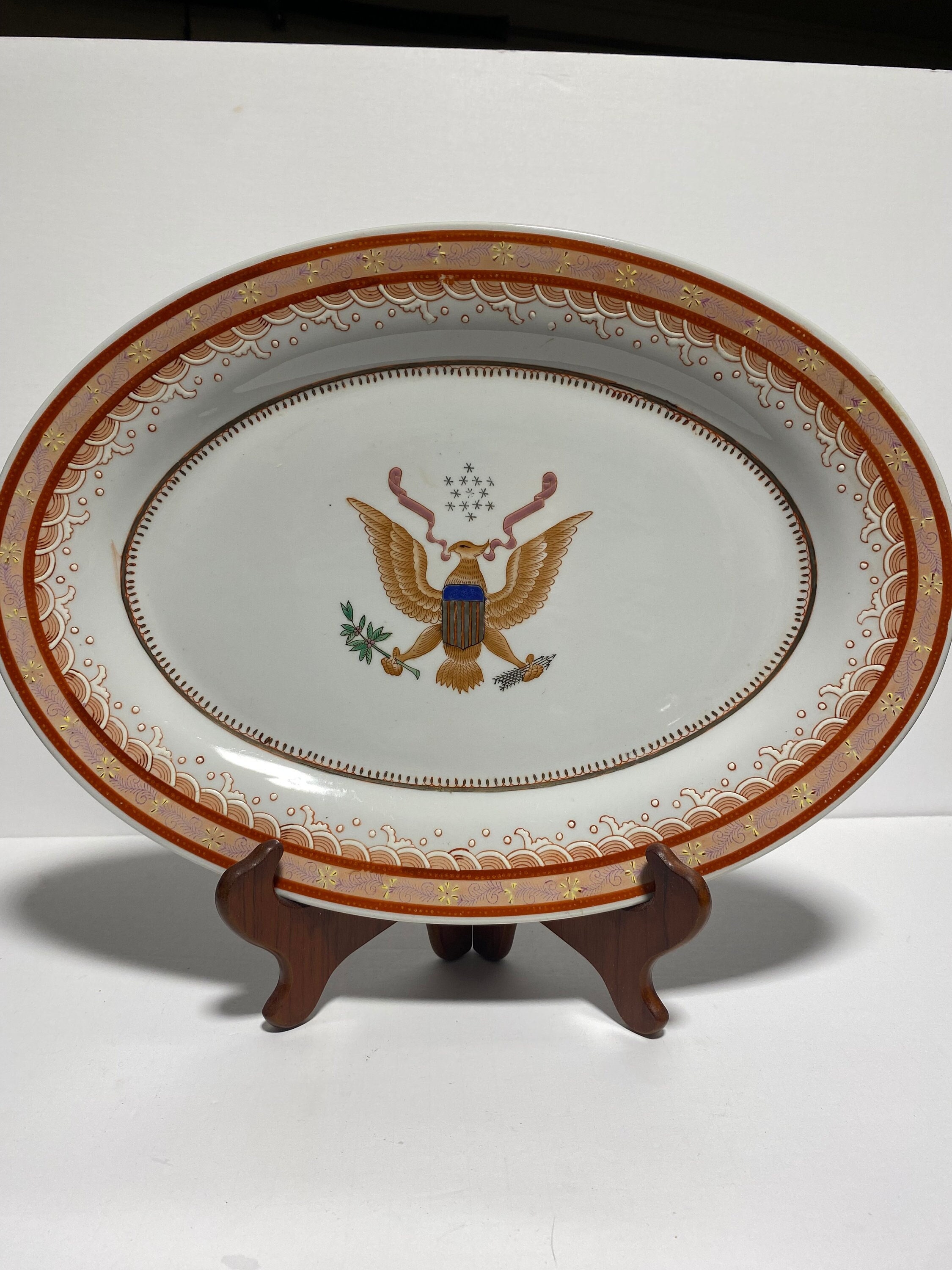 Antique Chinese Export Porcelain American Eagle Seal Serving Plate ...
