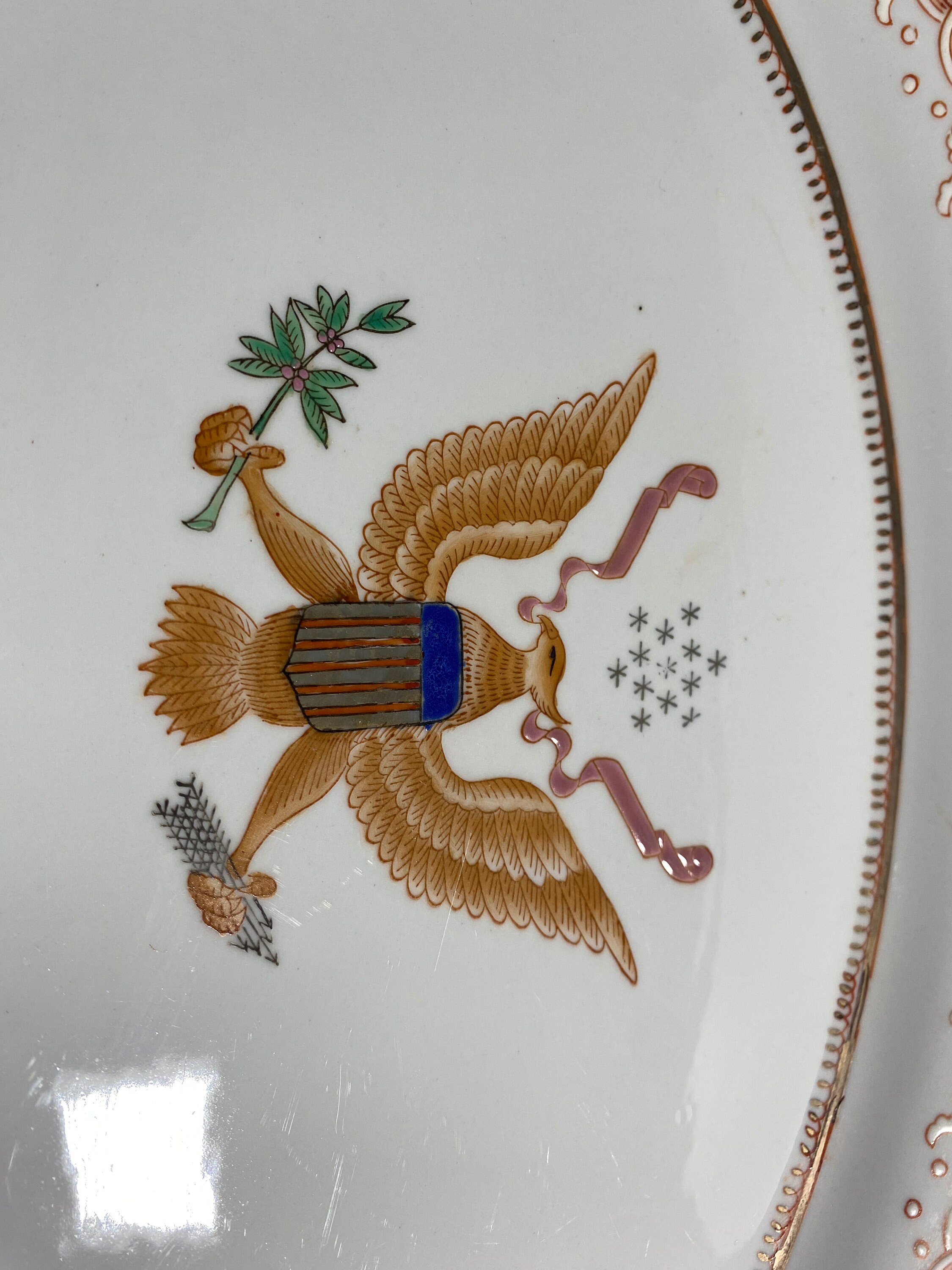 Antique Chinese Export Porcelain American Eagle Seal Serving Plate ...