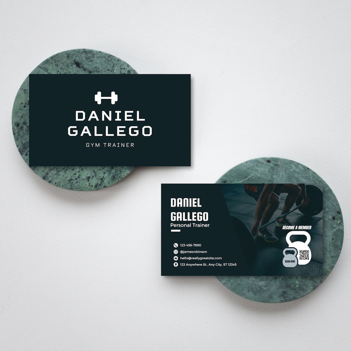 Fitness Digital Business Card Template, Printable Modern Personal ...