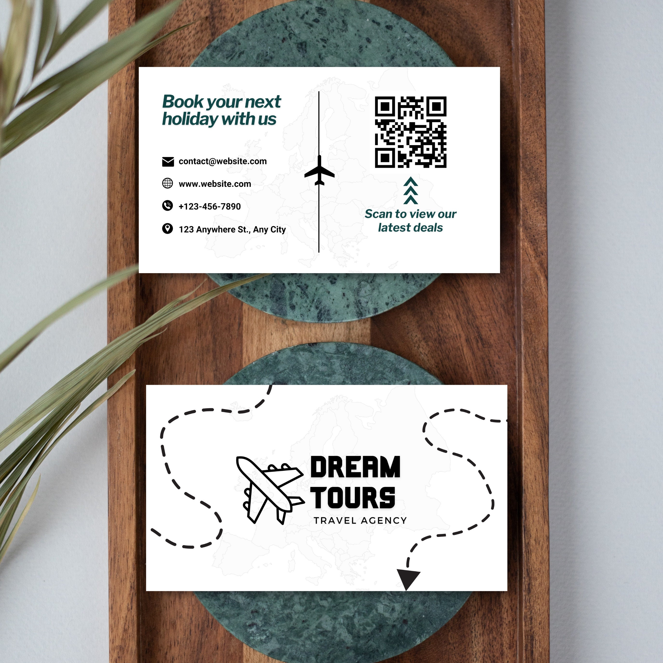 Travel Agent Business Card Template: Modern QR Code, Editable Canva ...