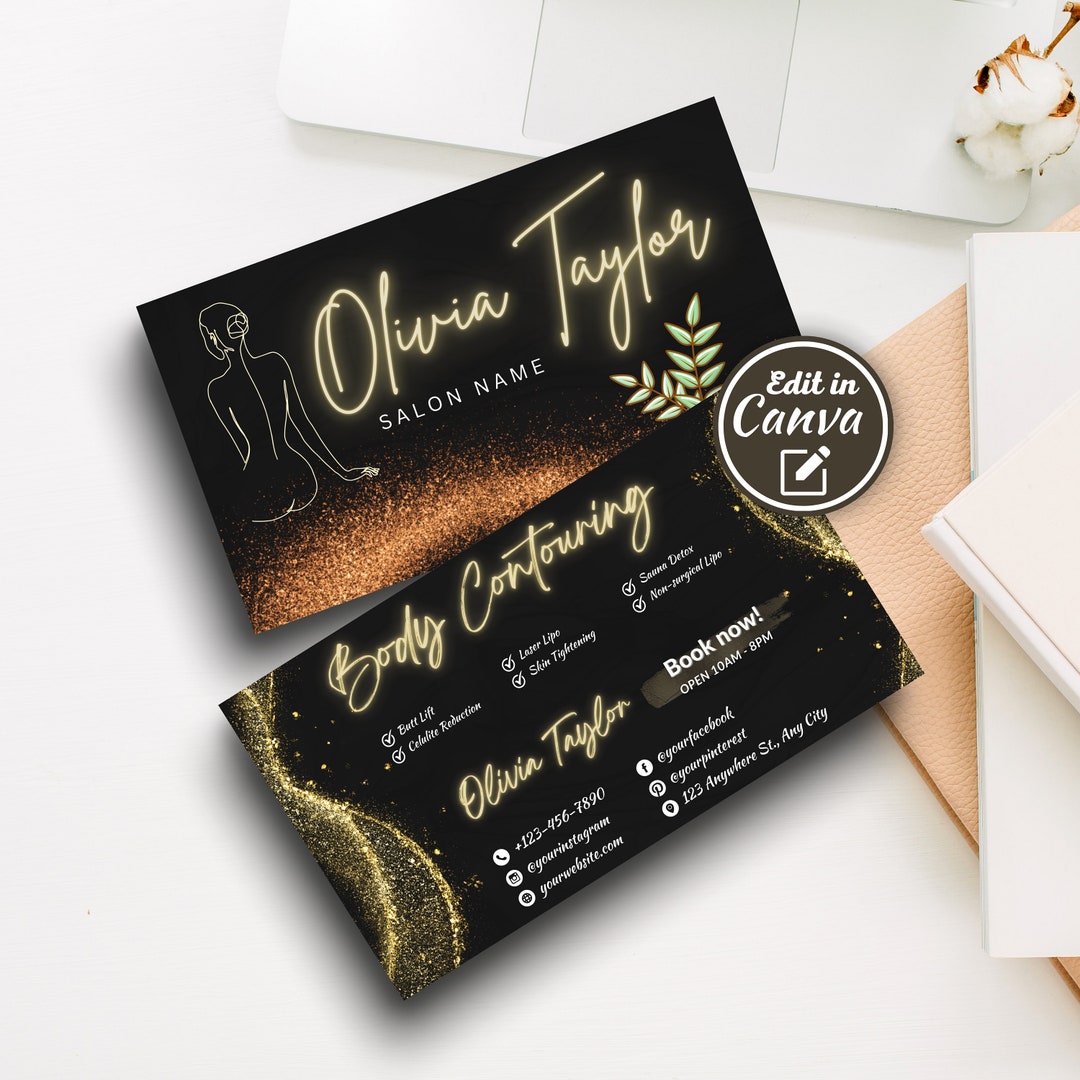 Body Contouring Business Card, DIY Body Sculpting Service Business Card ...