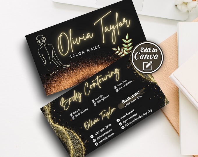 Body Sculpting Business Card Template: Esthetician Design (digital ...