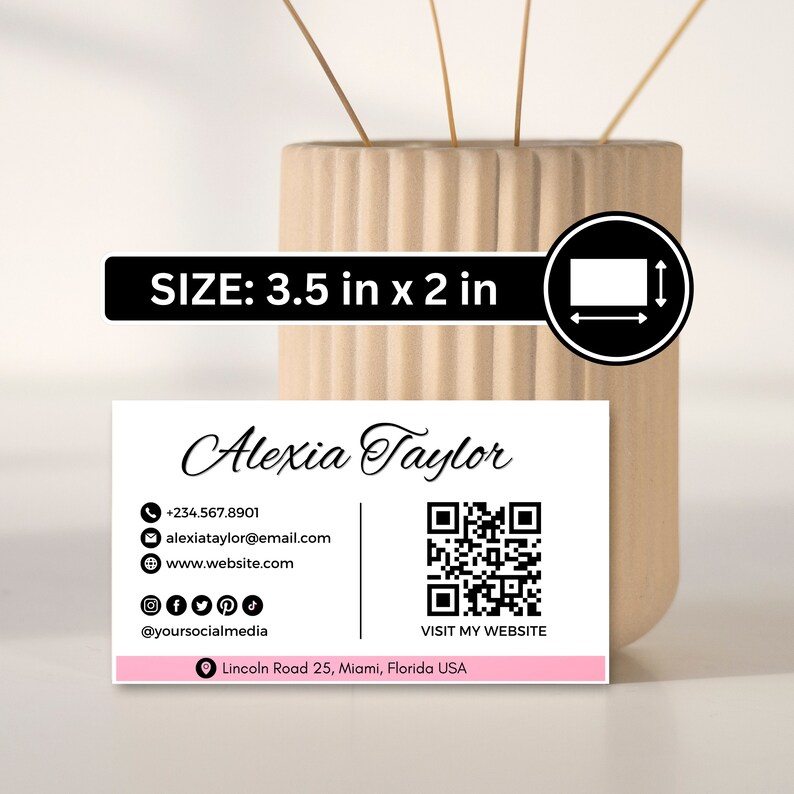 Elegant Digital Business Card QR Code, Canva Template Editable ...