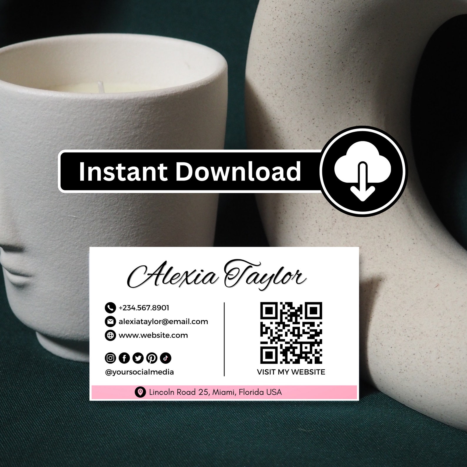 Elegant Digital Business Card QR Code, Canva Template Editable ...