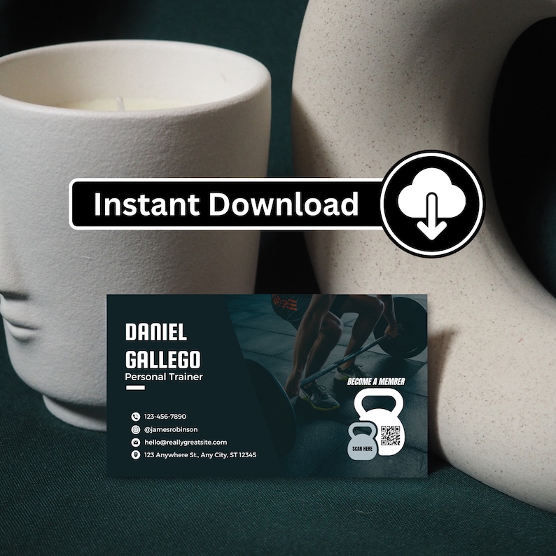 Fitness Business Card Template: Modern Gym Trainer Design (canva ...
