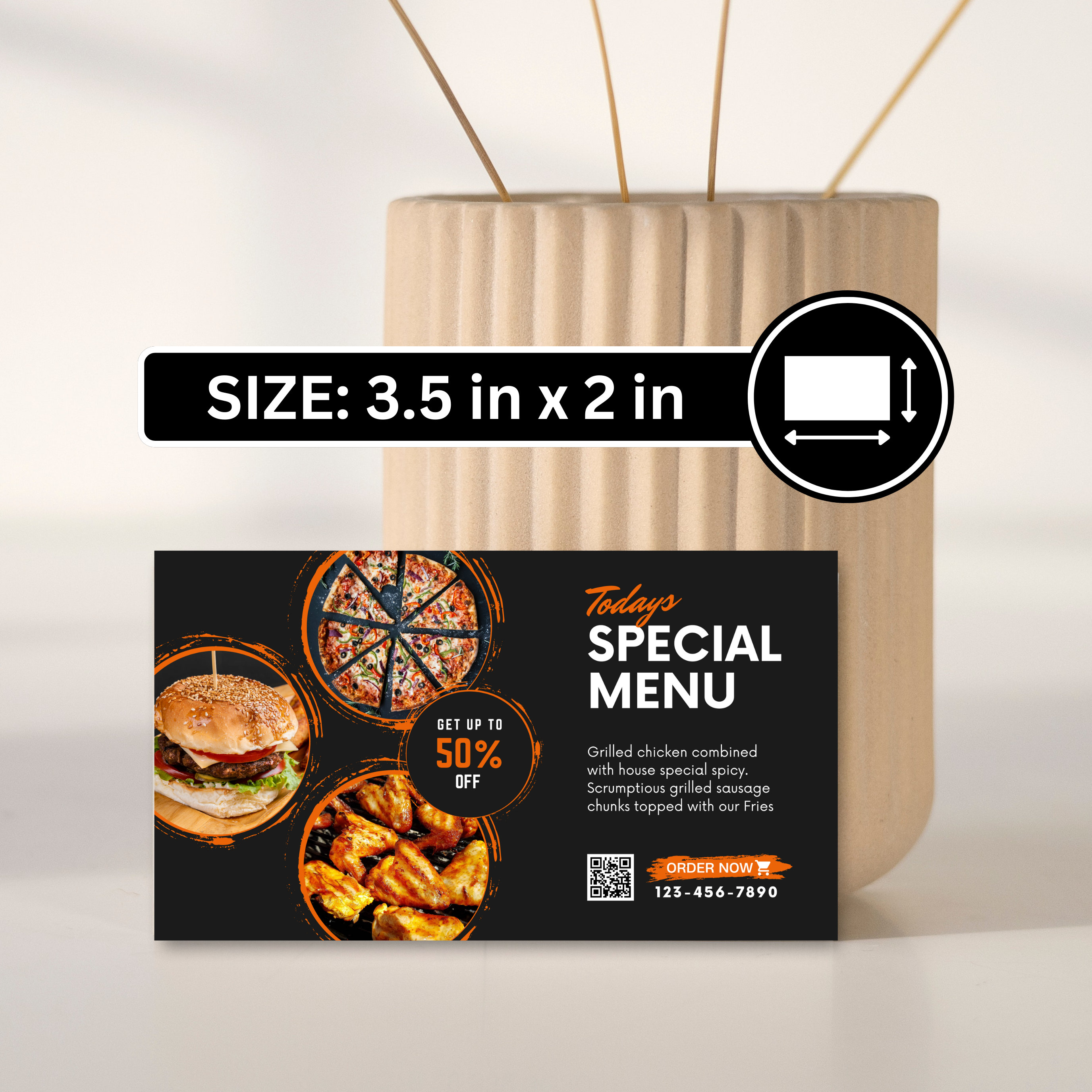 Restaurant Business Card Template, QR Code Modern Printable Card, Food ...