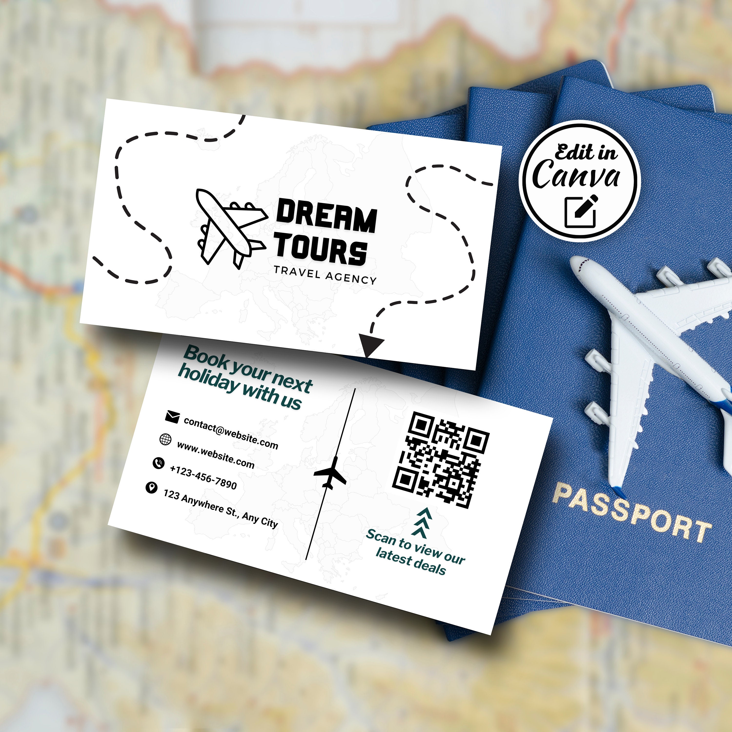 Buy Travel Agent Business Card Template, QR Code Modern Holiday Card ...