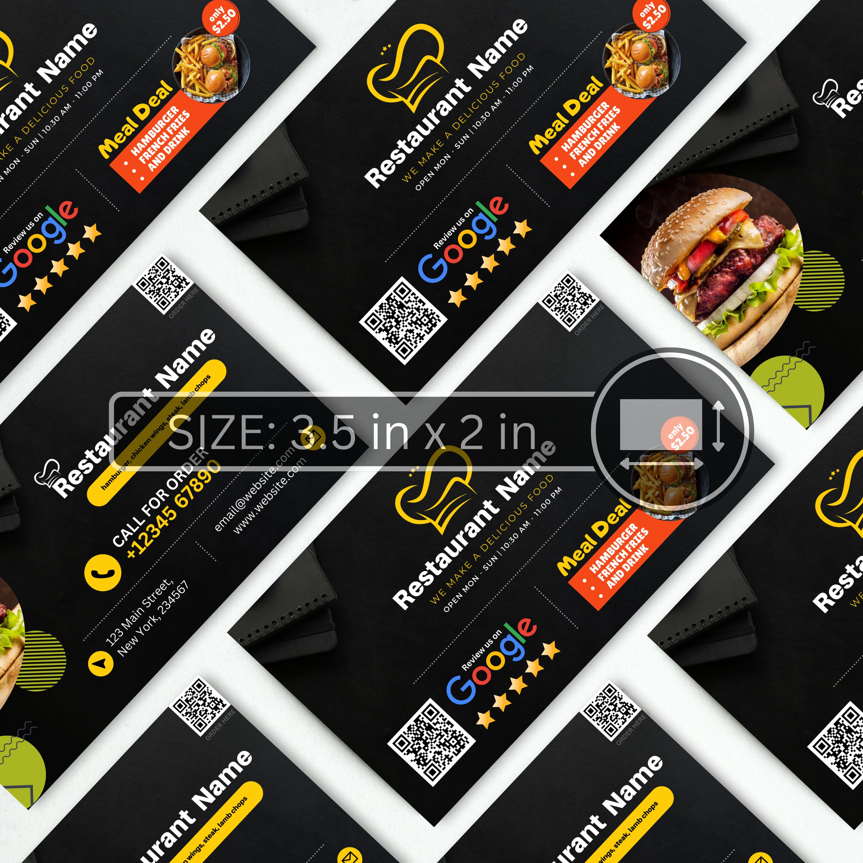 Restaurant Business Card Template: QR Code, Google & Tripadvisor Review ...