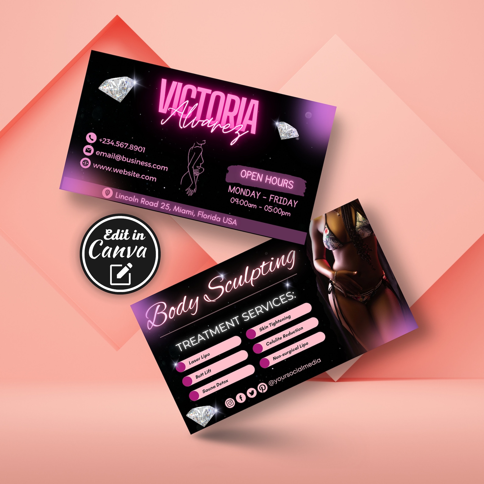 Body Sculpting Business Cards, DIY Template Design, Body Contouring ...