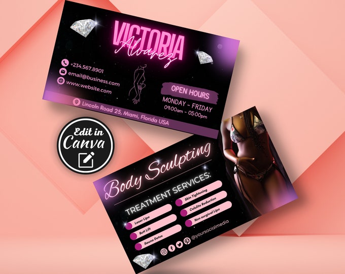 Body Sculpting Business Card Template: Esthetician Design (digital ...