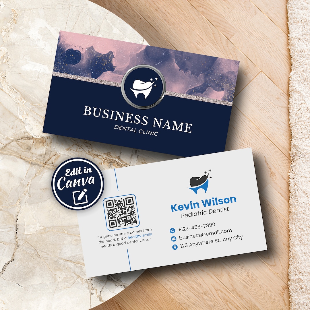 Modern Dental Business Card Template: Editable Canva Design (3.5” X 2 ...