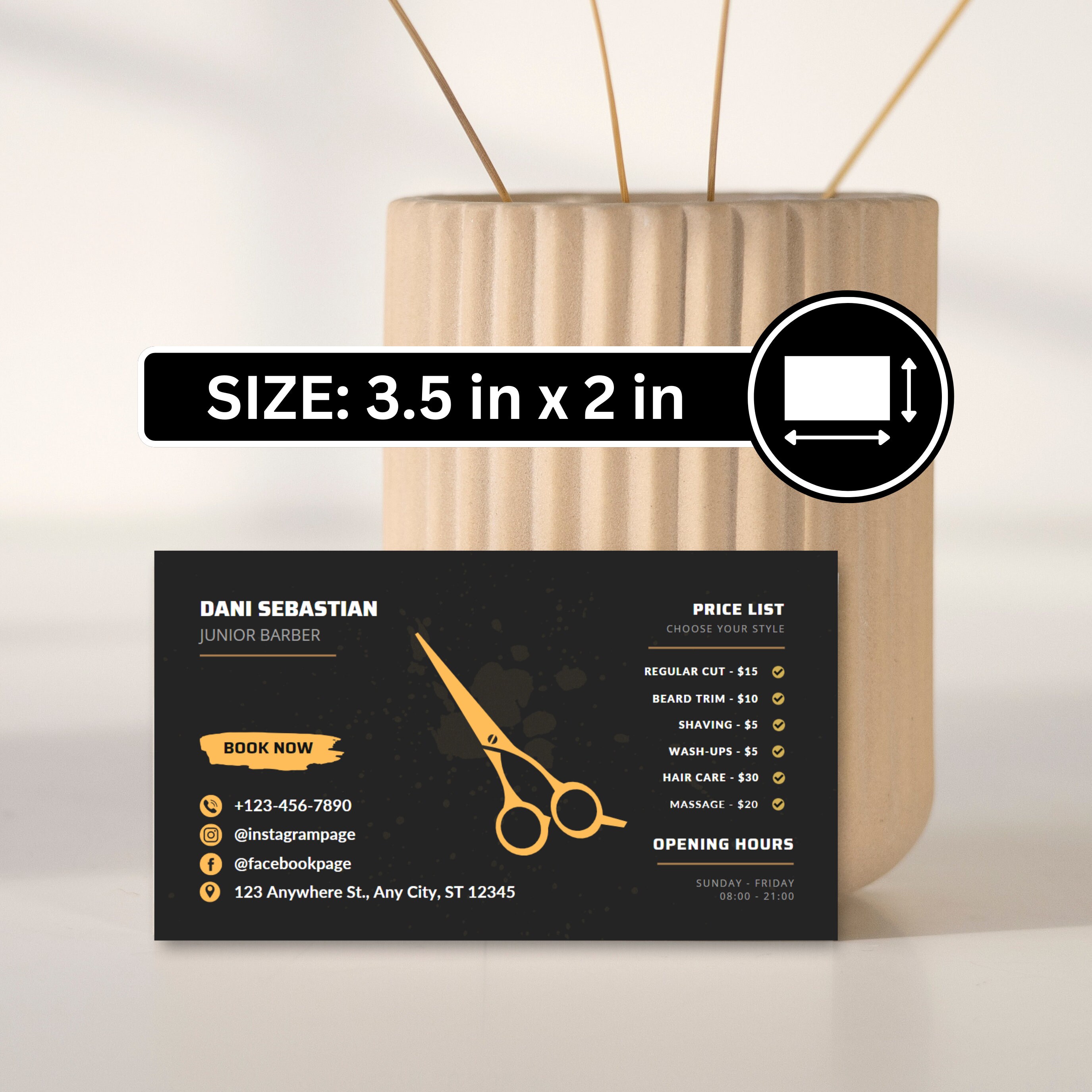 Barber Business Card Template, DIY Modern Hairstylist Card, Printable ...
