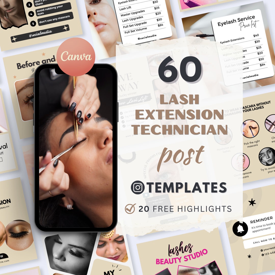 Lash Tech Instagram Post Templates Lash Artist Instagram - Etsy