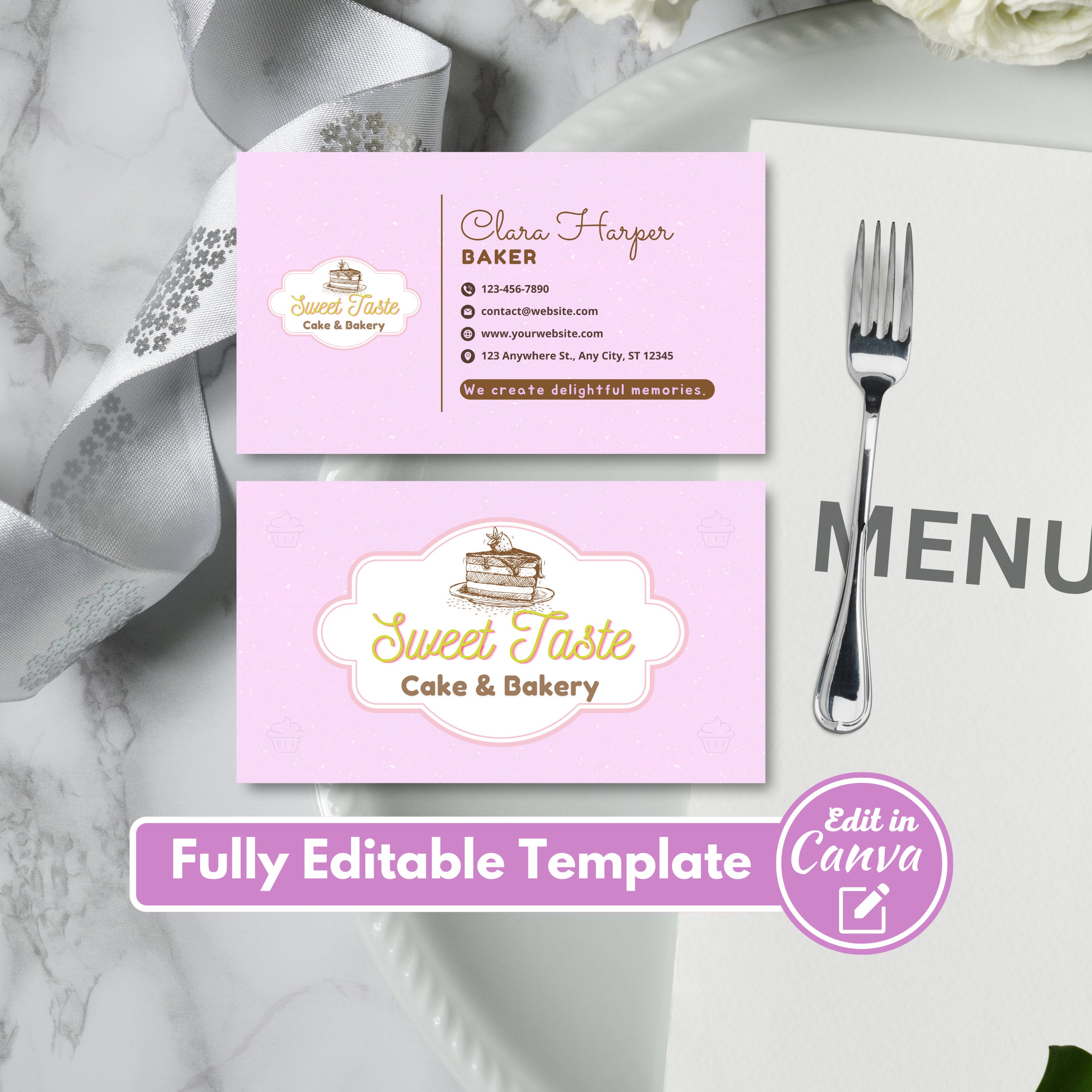 Bakery Business Card Template Minimalist Cake Printable Card - Etsy