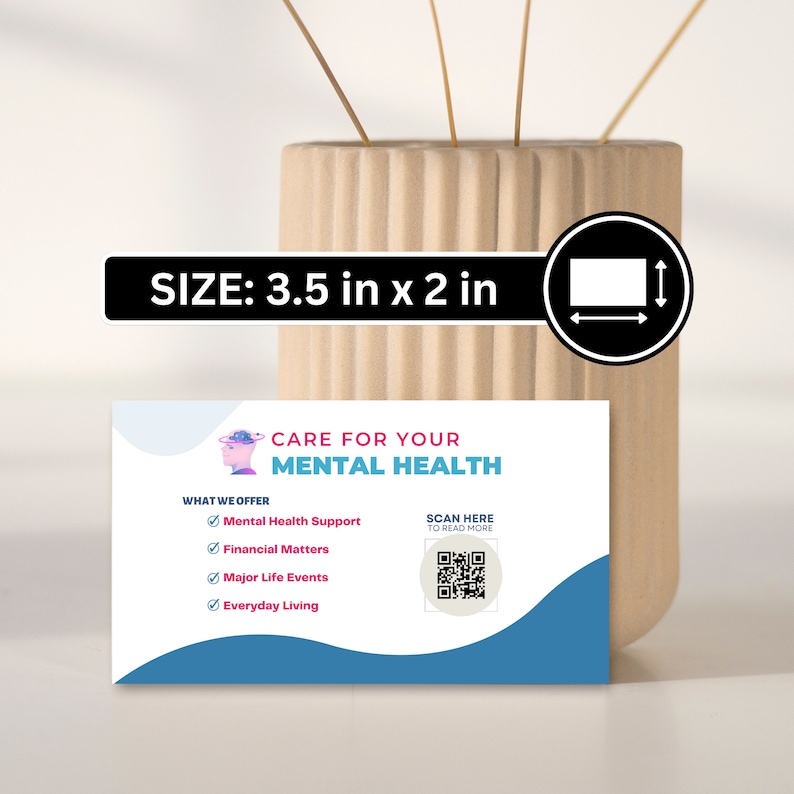 Editable Mental Health Business Card Template: QR Code, Canva (digital ...